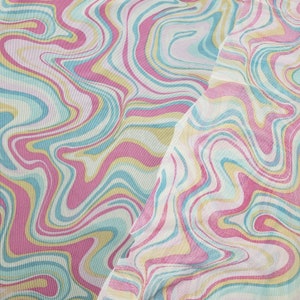 Lava Marble Print Muted Pastel Colors Nylon Spandex 4-way Stretch Power ...