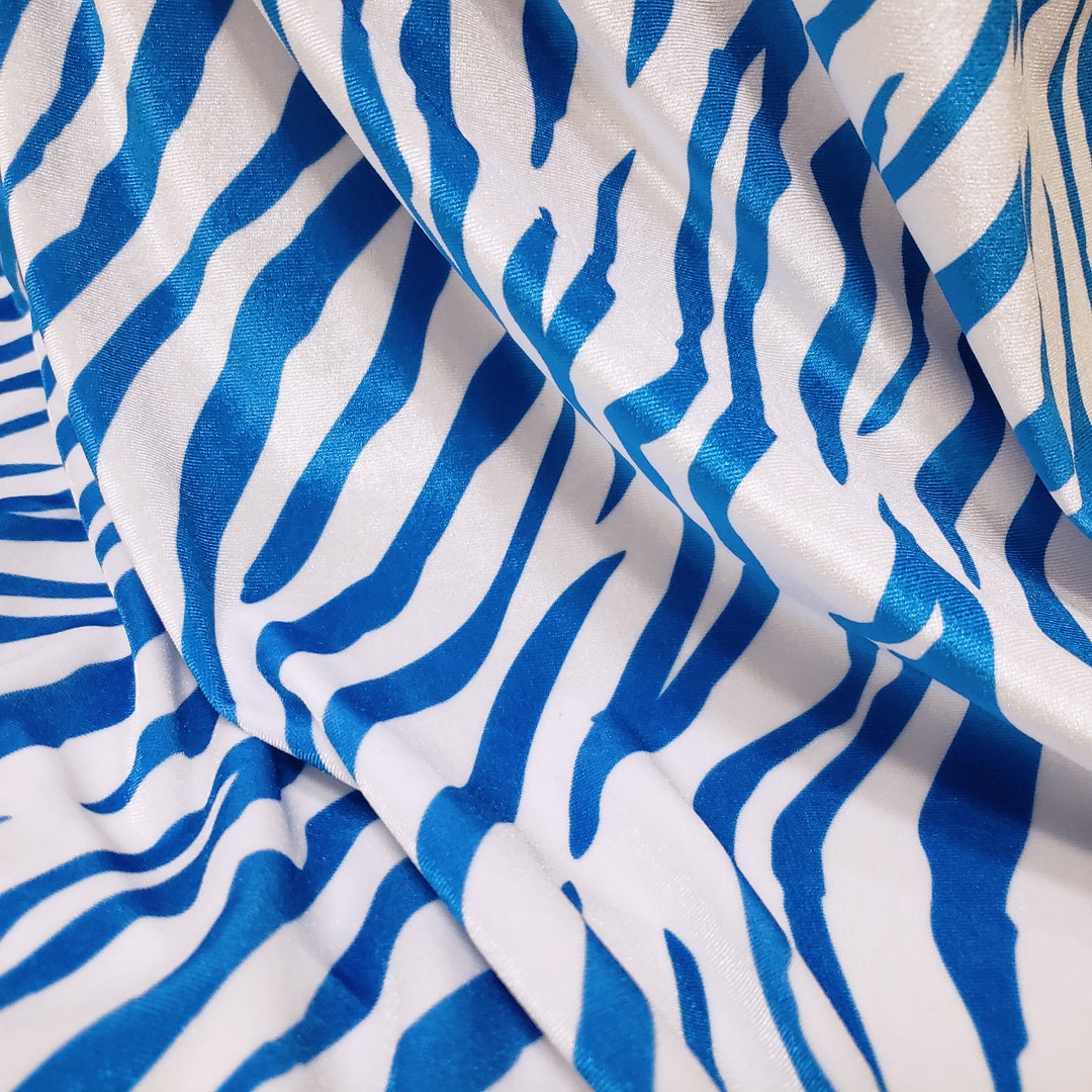 Royal Blue Tiger Animal Print Stretch Velvet Fabric - by the Yard - Etsy