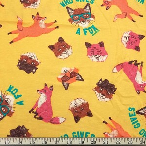 Fox Faces Cotton Jersey Fabric by the Yard, Fox Jersey Knit Fabric, by ...