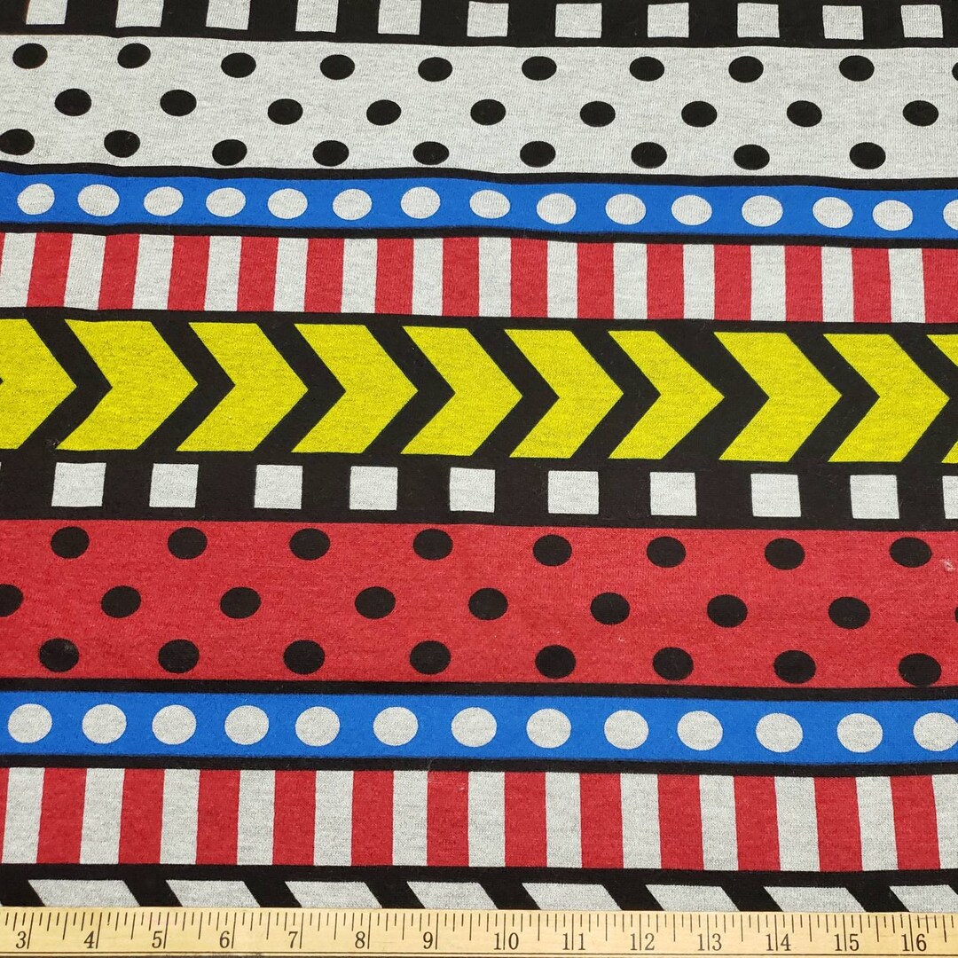 Colorful Geometric Arrows Dots and Stripes Print Poly Cotton Fleece ...
