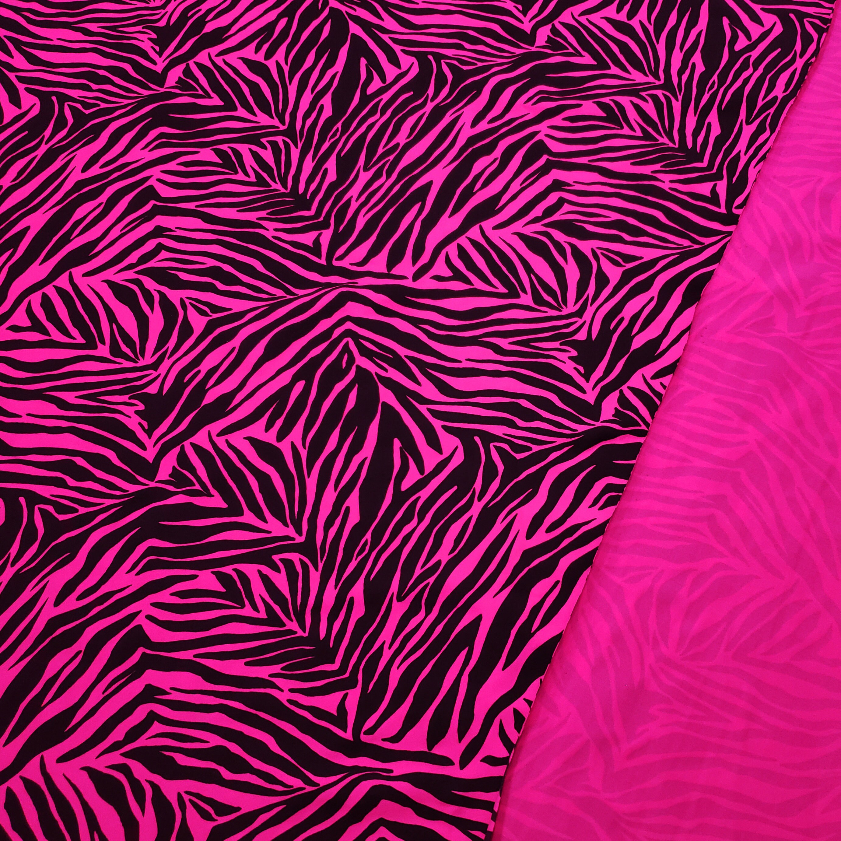Hot Pink and Black Zebra Style Animal Print Poly Spandex 4 Way - Etsy