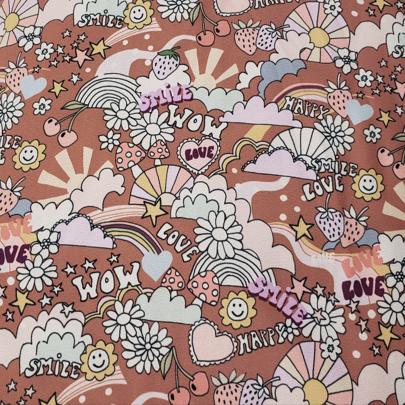 Happy Groovy Love Print Nylon Spandex Fabric for Swimwear - Etsy