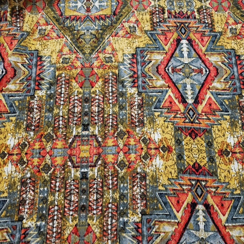 Distressed Aztec Print Peach CDC Polyester Non Stretch Fabric - Etsy