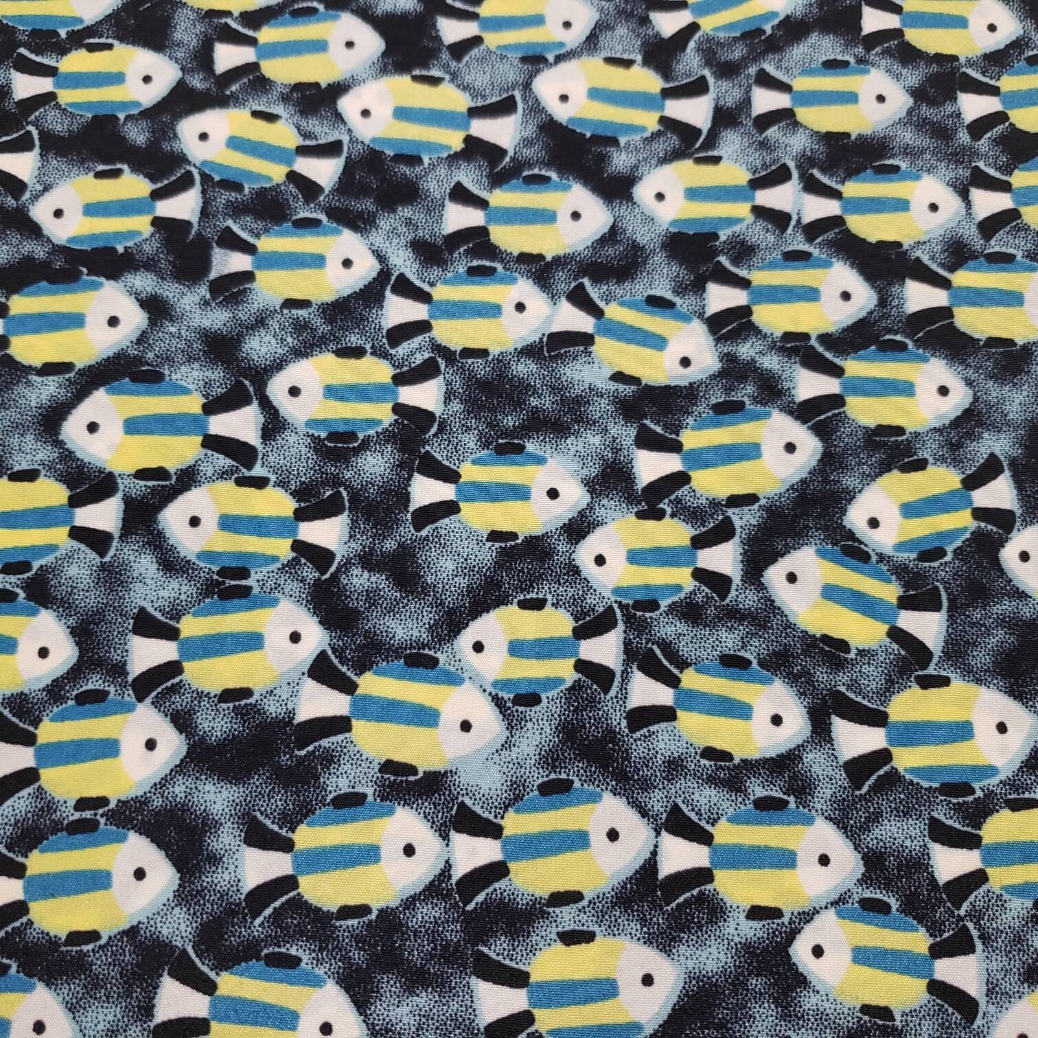 Small Fish Print Polyester Non Stretch Fabric by the Yard | Etsy