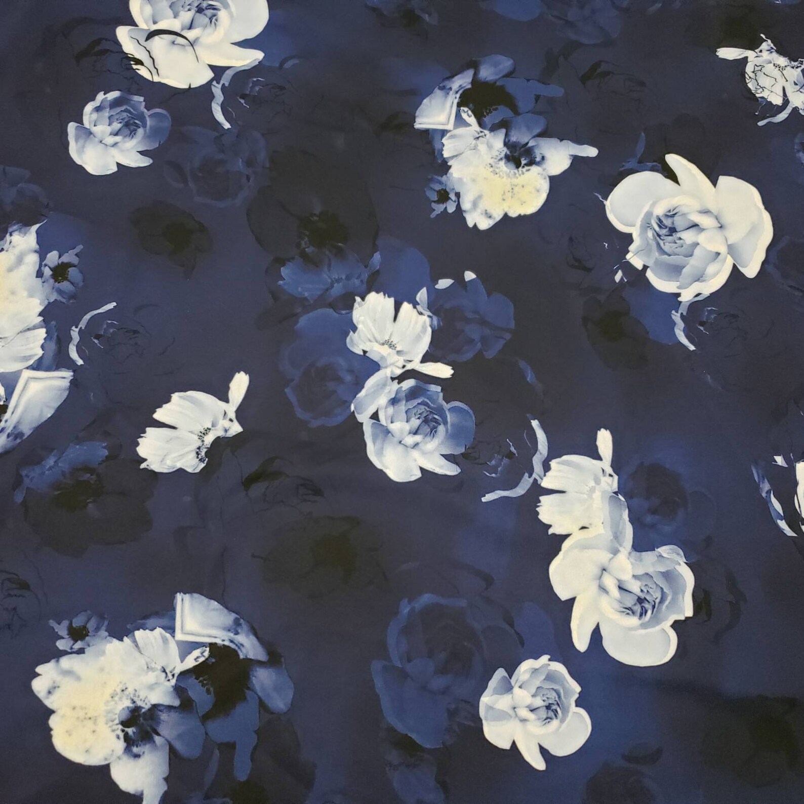 Shades of Blue Ghostly Flowers Lightweight Nylon Spandex - Etsy