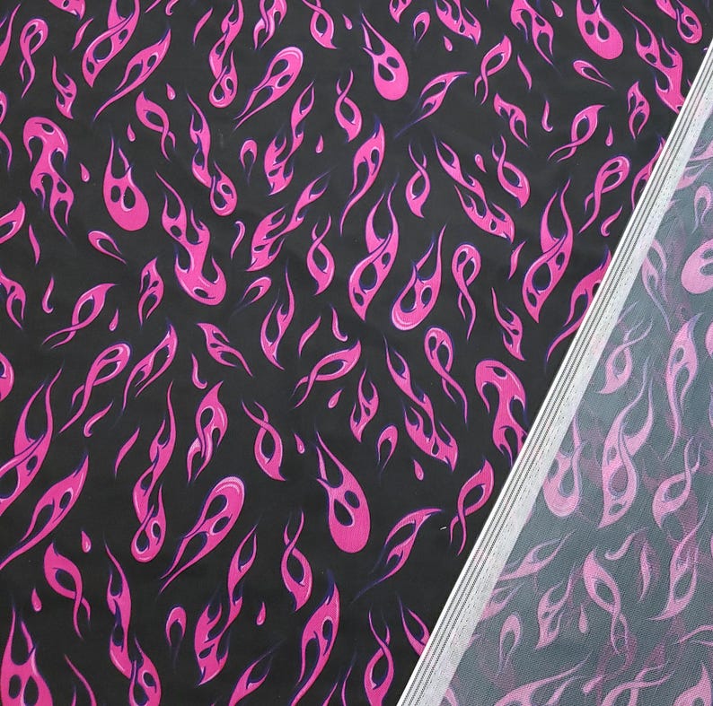 Hot Pink Flame Print Power Mesh Fabric | 4-way Stretch Spandex - Etsy