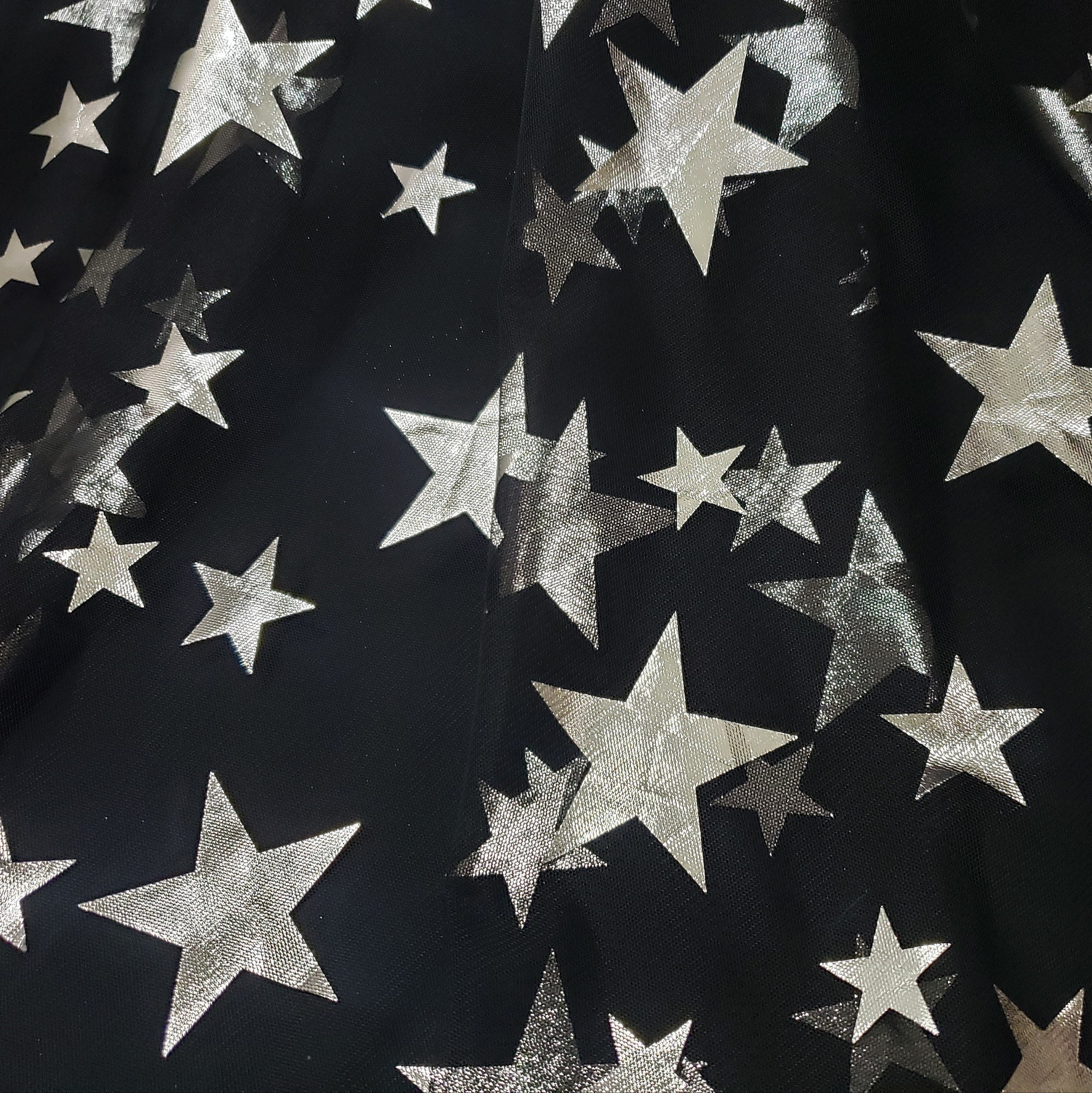 Silver Foil Stars on 2-way Stretch Black Mesh Fabric by the Yard - Etsy