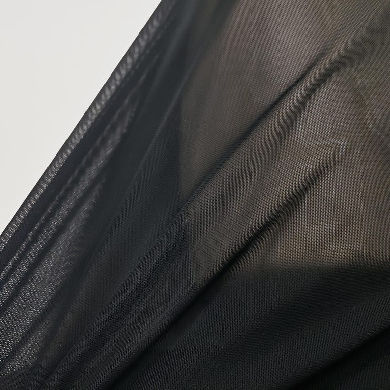 Black Power Mesh Fabric - Sheer 4-way Stretch Nylon Spandex, per Yard ...