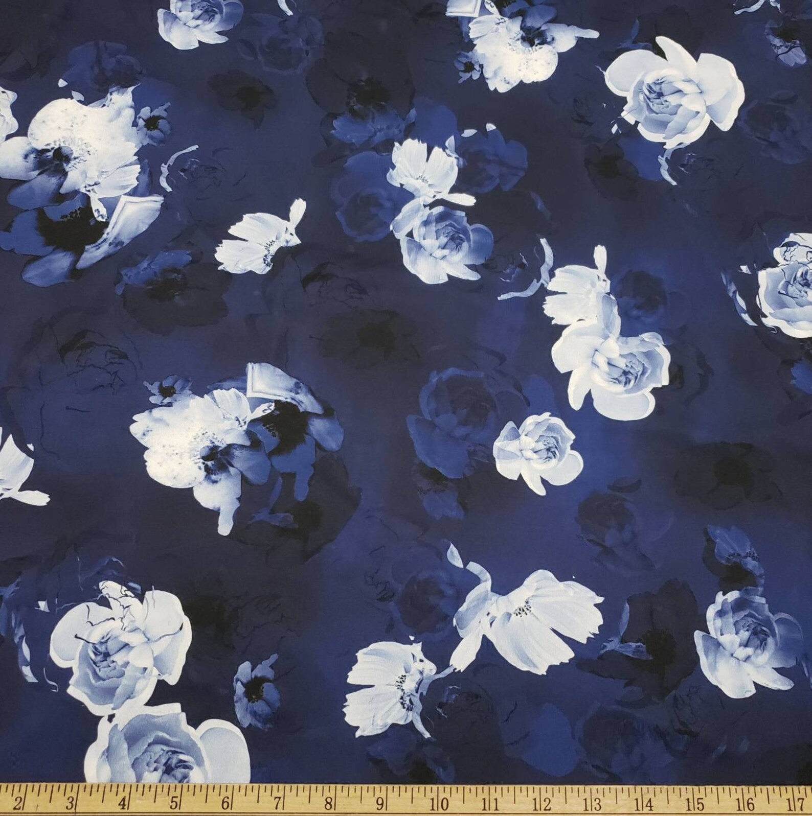 Shades of Blue Ghostly Flowers Lightweight Nylon Spandex - Etsy