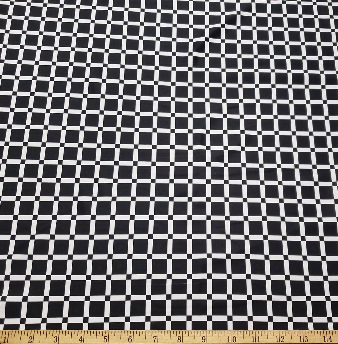 Monochrome Grid Squares 4-way Stretch Nylon Spandex Fabric - Etsy