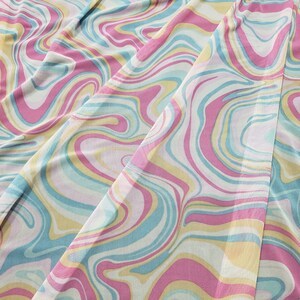 Lava Marble Print Muted Pastel Colors Nylon Spandex 4-way Stretch Power ...