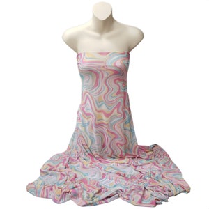 Lava Marble Print Muted Pastel Colors Nylon Spandex 4-way Stretch Power ...