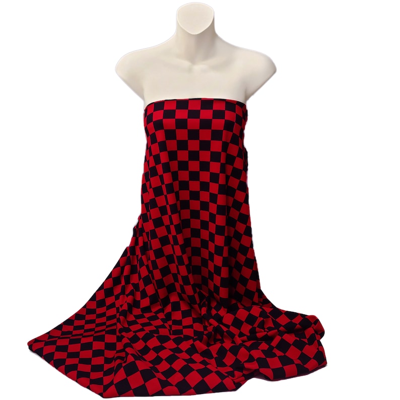 Red and Black 1"x1" Checkered Scuba Crepe Techno Knit Fabric - Etsy