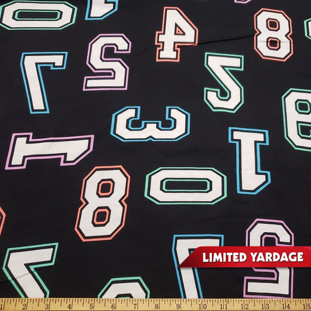 Tossed Numbers Cotton Spandex Jersey Knit Fabric - Black - Etsy