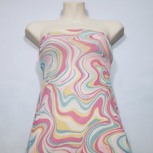 Lava Marble Print Muted Pastel Colors Nylon Spandex 4-way Stretch Power ...