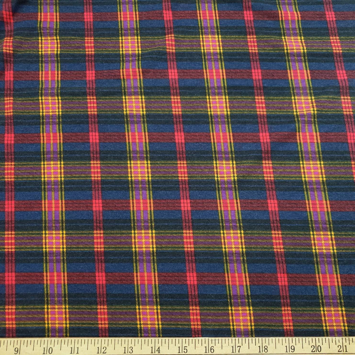 Plaid Lightweight Brushed Rayon Spandex Jersey Fabric in | Etsy