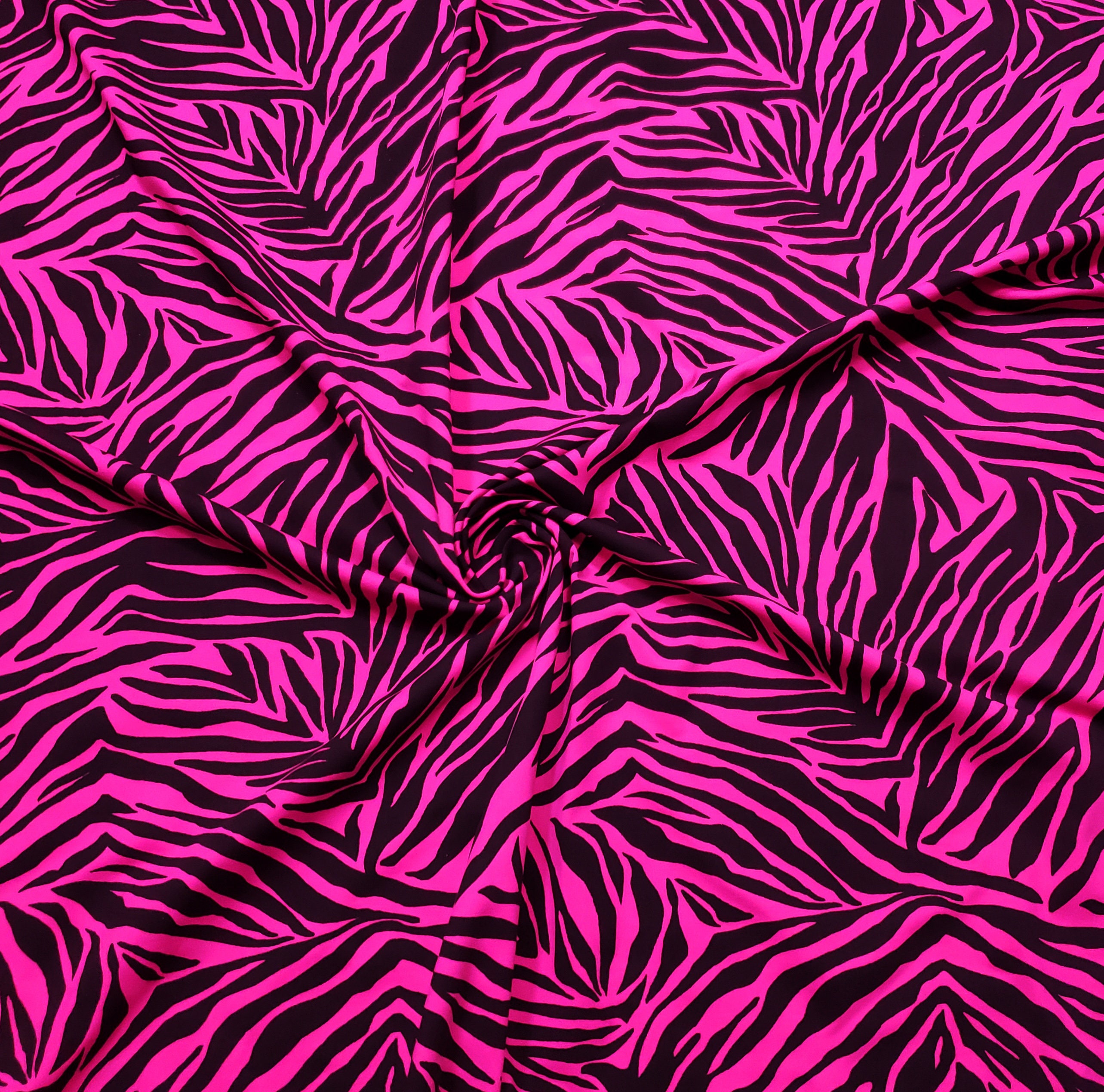 Hot Pink and Black Zebra Style Animal Print Poly Spandex 4 Way - Etsy