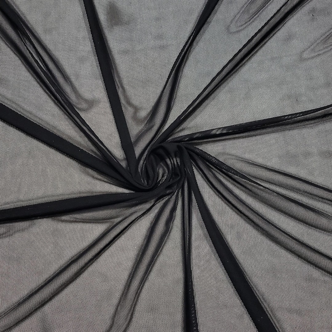 Black Power Mesh Fabric - Sheer 4-way Stretch Nylon Spandex, per Yard ...