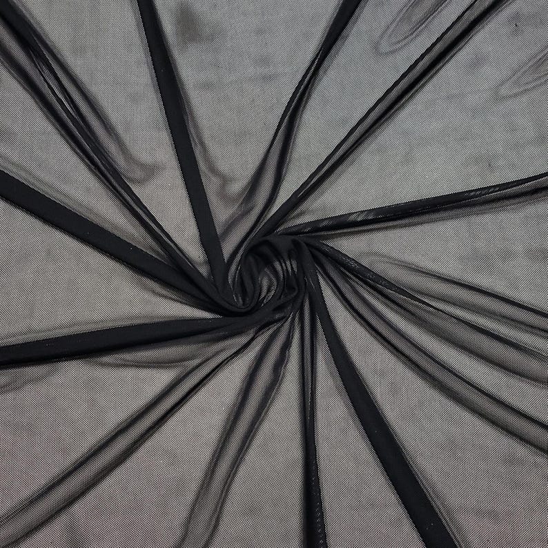 Black Power Mesh Fabric - Sheer 4-way Stretch Nylon Spandex, per Yard ...