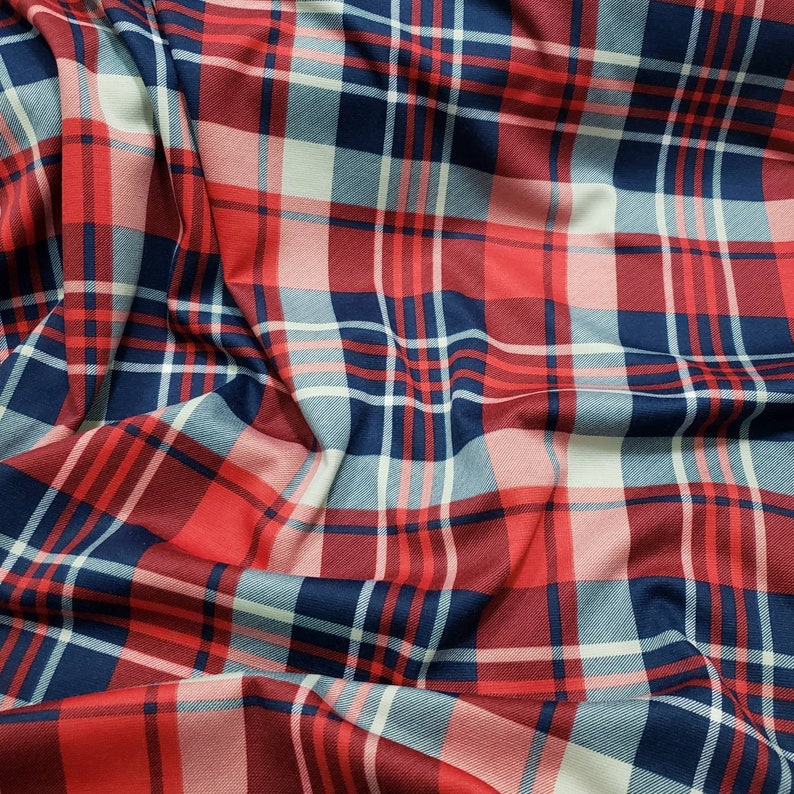 Blue Red Navy Print Ponte De Roma Knit Fabric by the Yard - Etsy