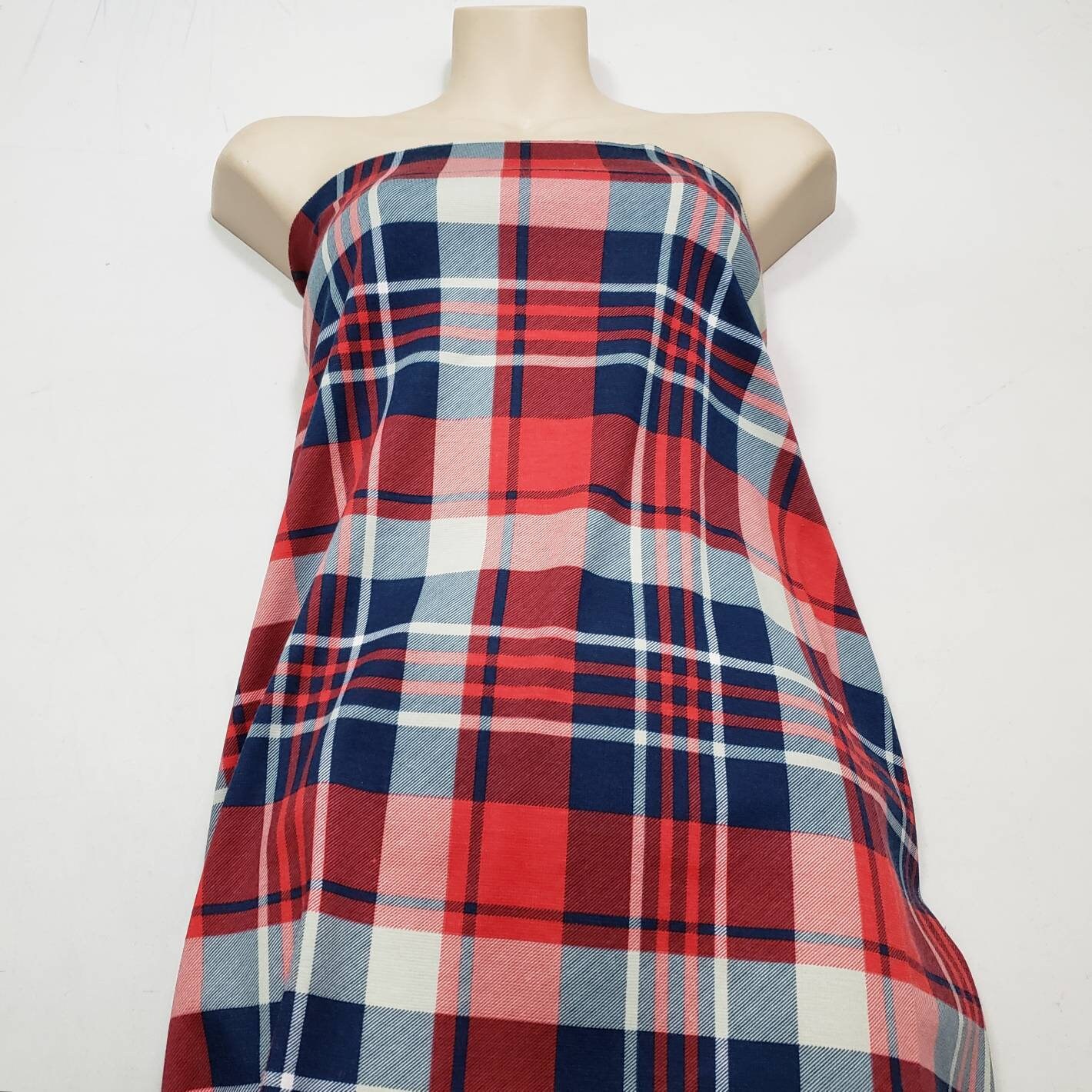 Blue Red Navy Print Ponte de Roma Knit Fabric SLIGHTLY | Etsy