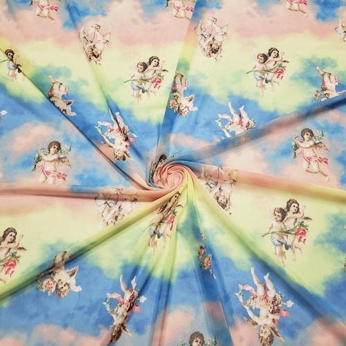 Clouds Printed on Poly Mesh Fabric 2 Way Stretch/per Yard - Etsy