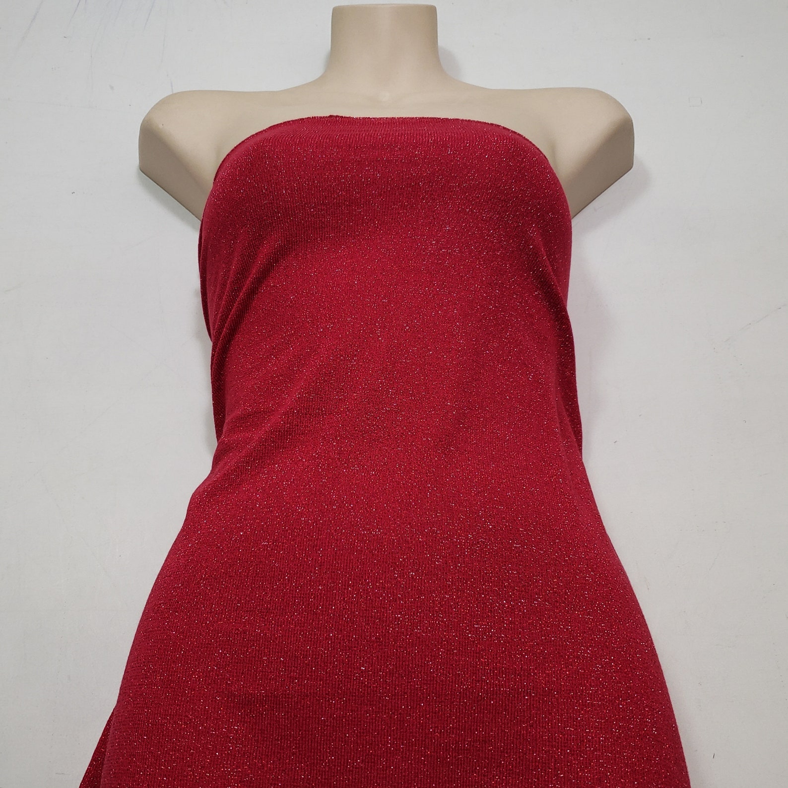 Red Hacci Sweater Knit With Red and Silver Shiny Lurex Accents - Etsy