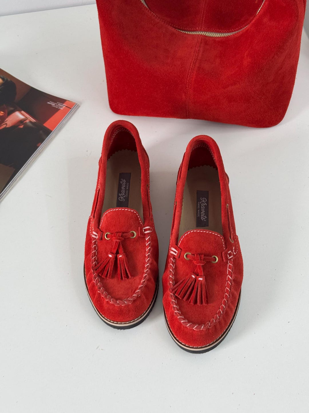 Red Suede Moccasins - Barefoot Comfort Shoes for Women, Teacher Shoes ...