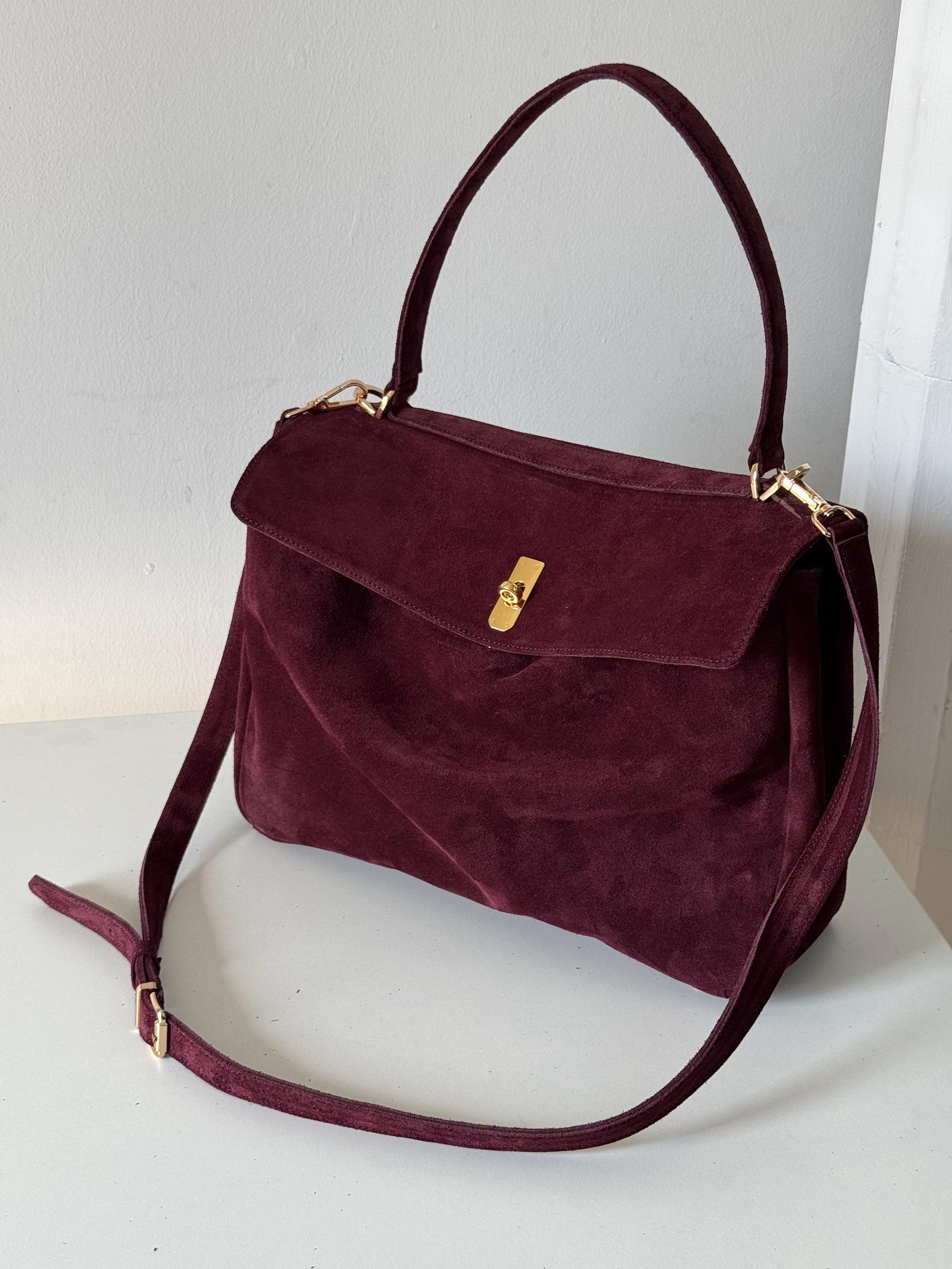 Designer Khaki Genuine Suede Bag - Handcrafted Purse for Women, Large ...