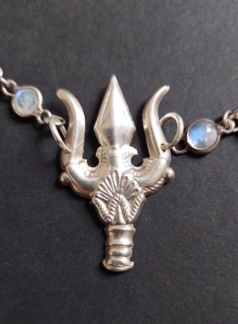 Trishul Amulet of Lord Shiva. Silver With Moonstone. India - Etsy Canada