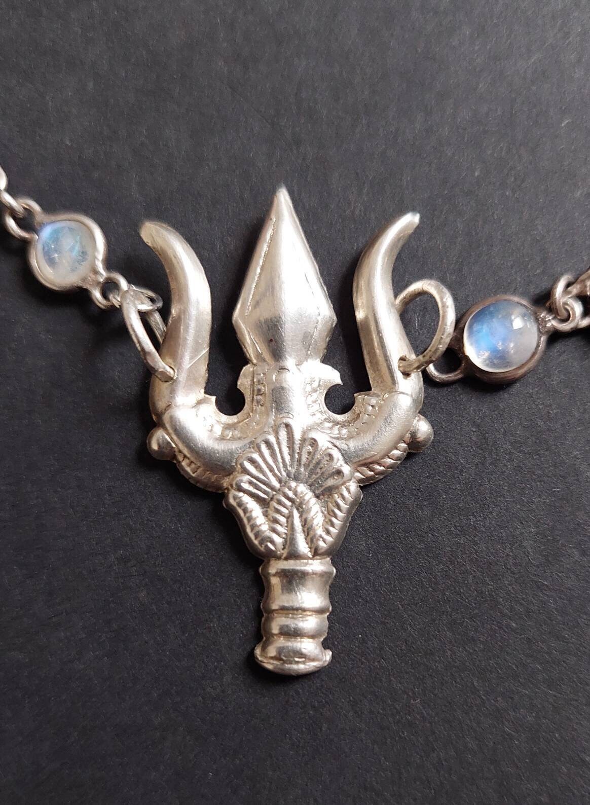 Trishul Amulet of Lord Shiva. Silver With Moonstone. India - Etsy Canada
