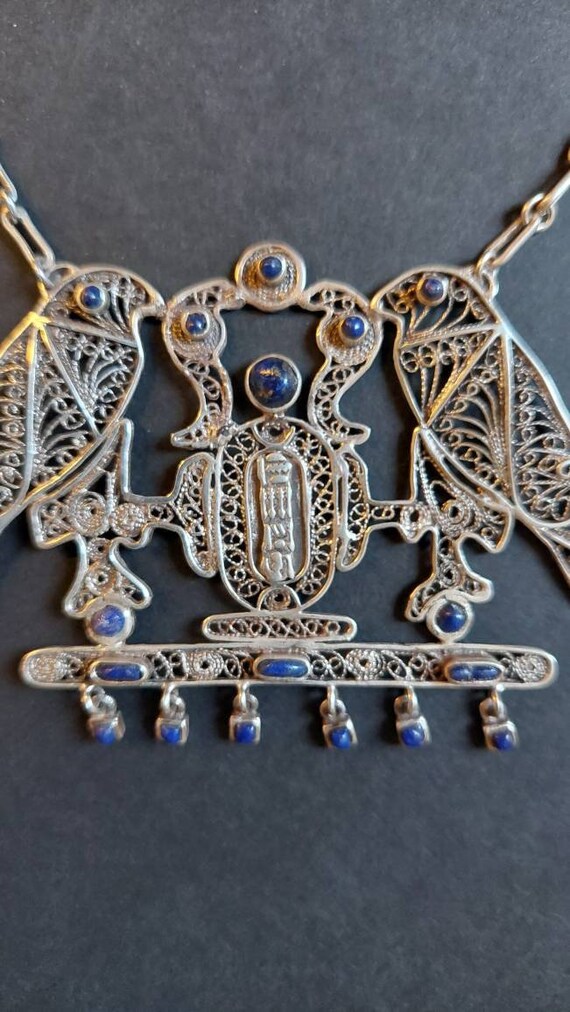 Nefertiti filigree necklace with cartouche. Vintage - Gem