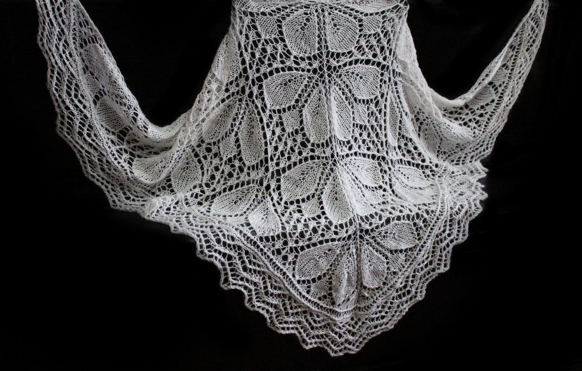 Knit Shawls and Wraps, Knitted Shawl, Knit Scarf, White Shawl ...