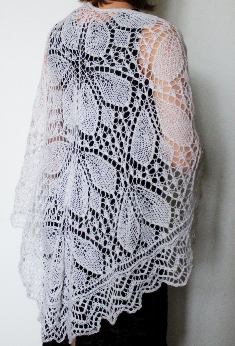 Knit Shawls and Wraps, Knitted Shawl, Knit Scarf, White Shawl ...