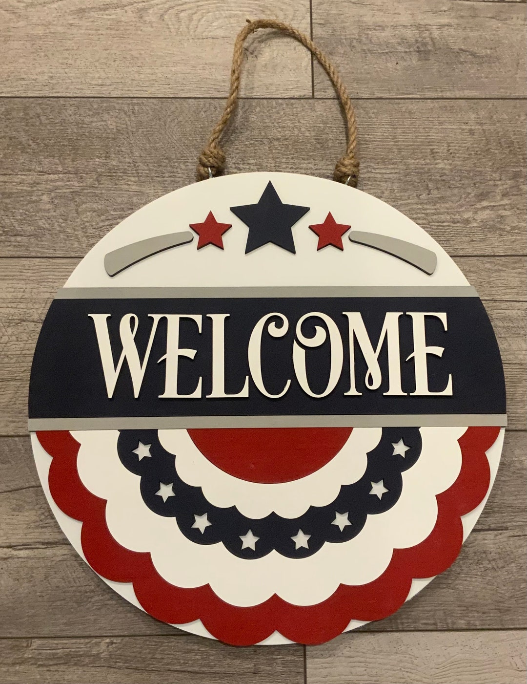 Welcome Stars and Stripes Banner - Etsy