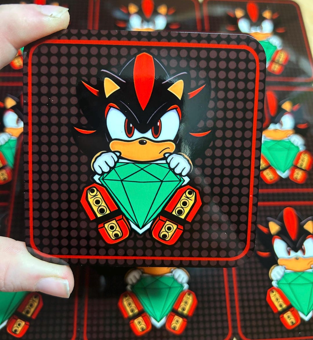 Sonic the Hedgehog- Chibi Shadow the Hedgehog V2 Cork Coaster - Etsy