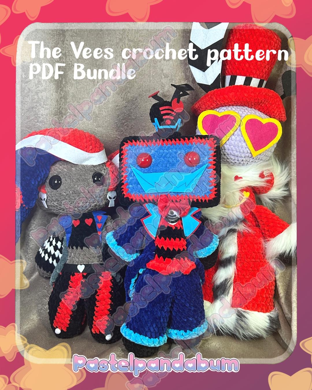Hazbin Hotel - the Vees - Vox, Valentino and Velvette Crochet Bundle ...
