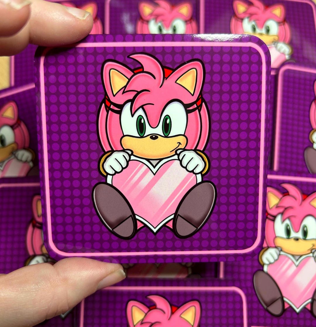 Sonic the Hedgehog- Chibi Amy Rose Cork Coaster - Etsy