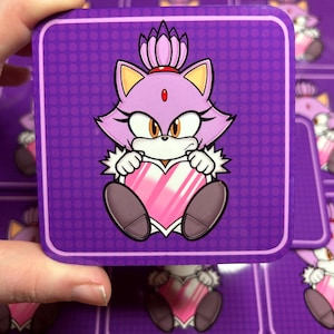 Sonic the Hedgehog- Chibi Blaze the Cat Cork Coaster - Etsy