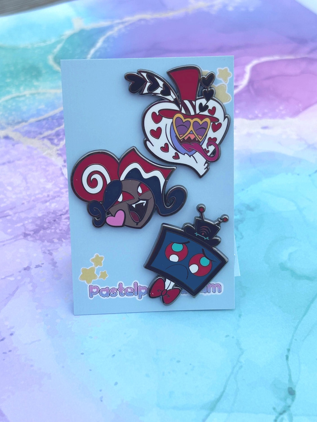 Hazbin Hotel - the Vees Chibi Heads - Vox, Valentino and Velvette ...