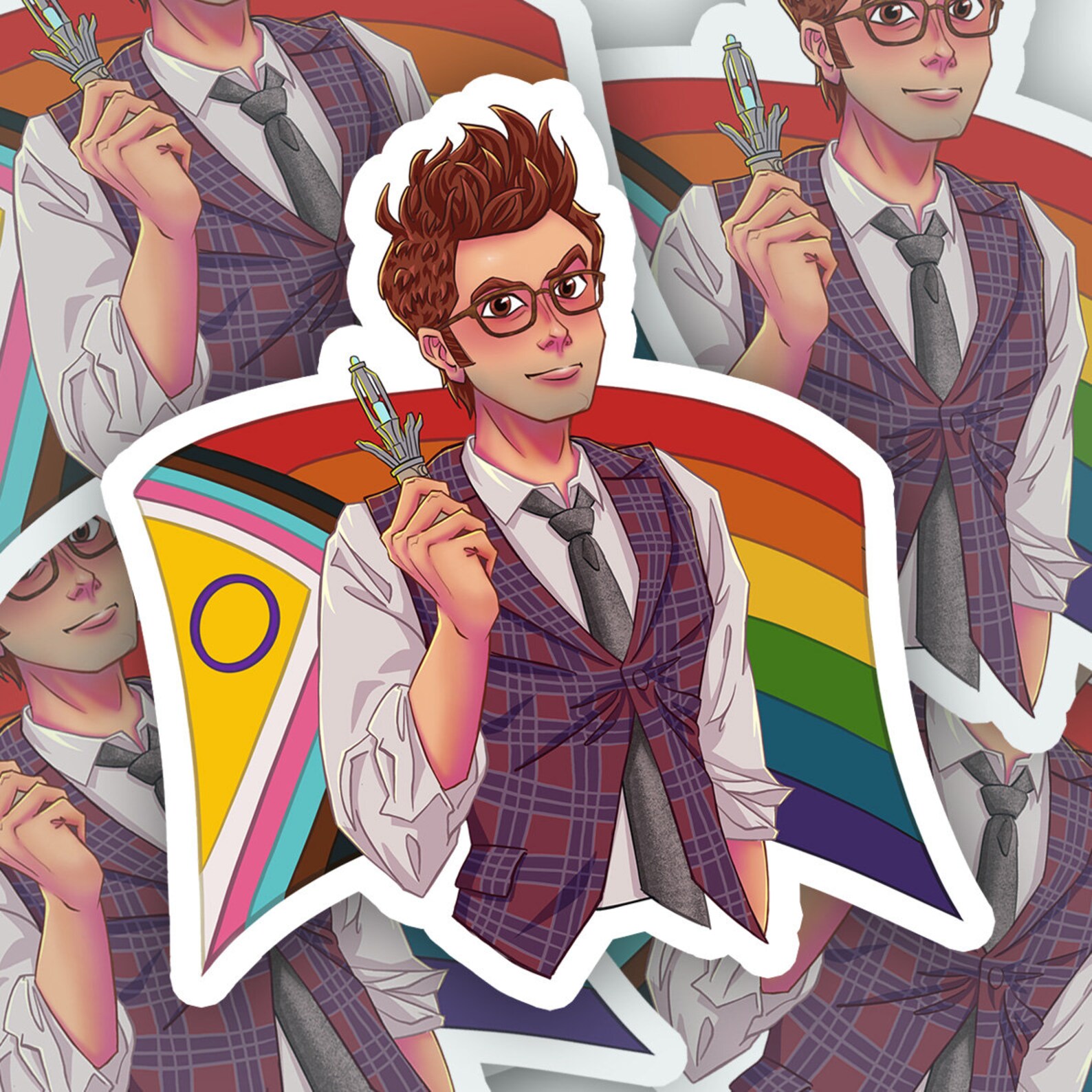 Pride Flag 14th Doctor Sticker, David Tennant, Doctor Who, Fourteenth ...