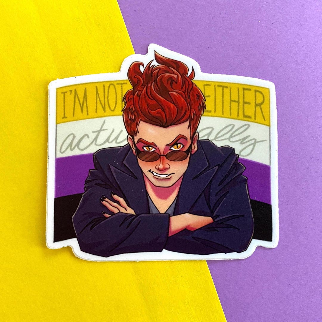 Non-binary Crowley Sticker, David Tennant, Good Omens, Transgender ...