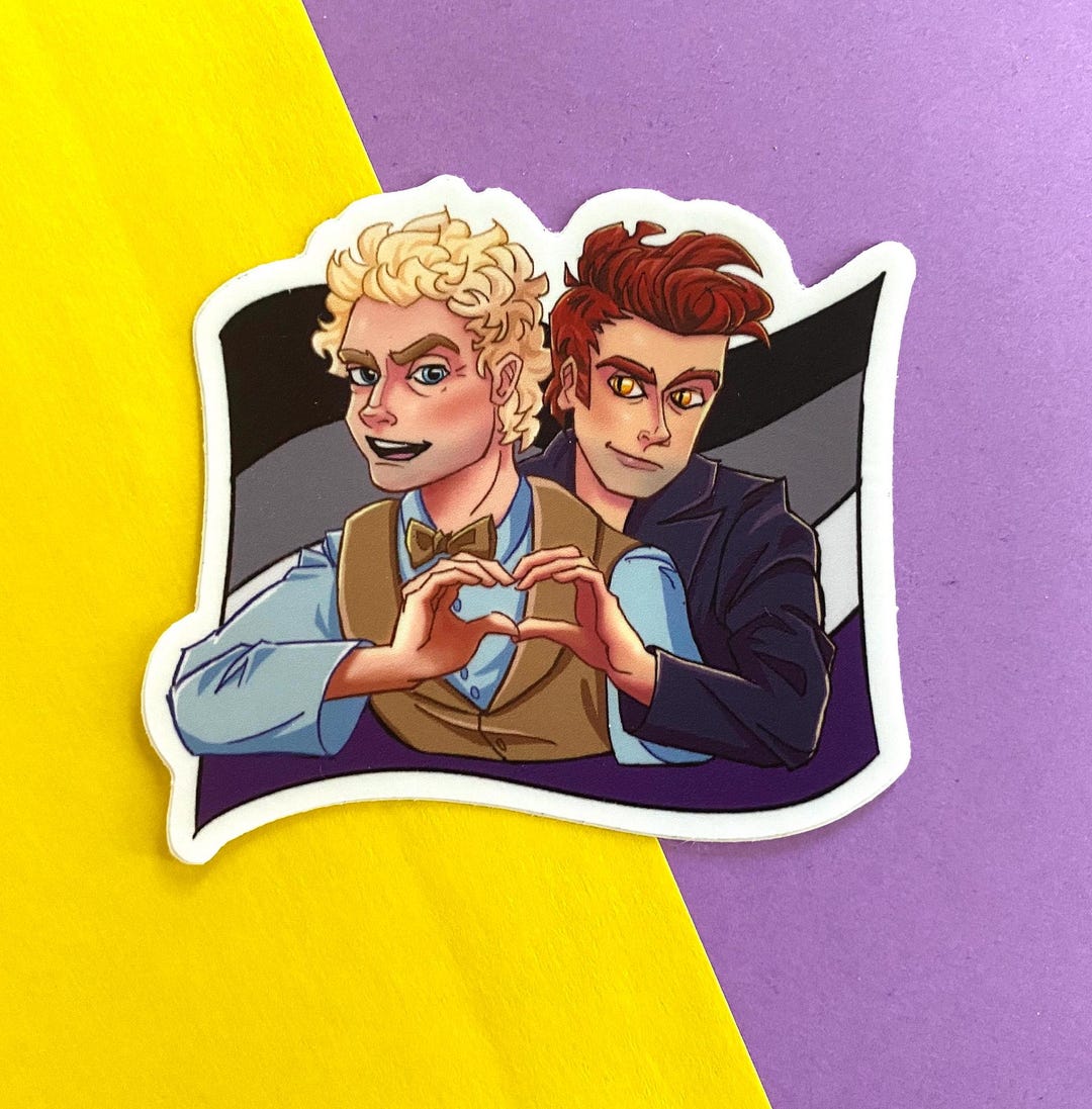 Ace Good Omens Sticker, Aziraphale, Crowley, Asexual LGBTQIA Pride - Etsy