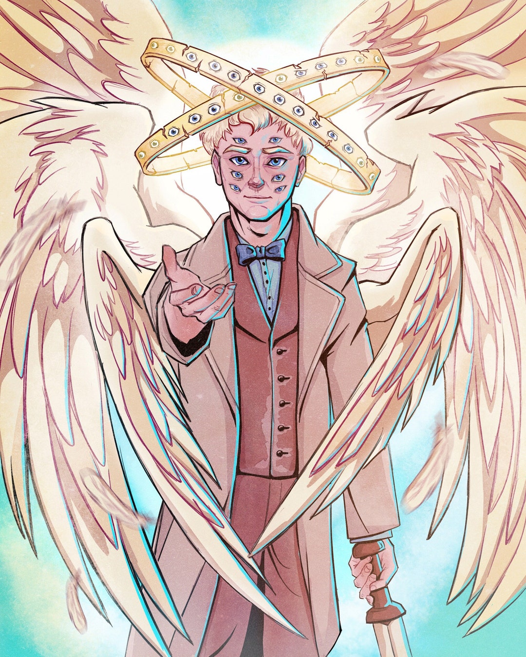 Aziraphale 8x10 Art Print True Form Biblically Accurate Angel, Good ...
