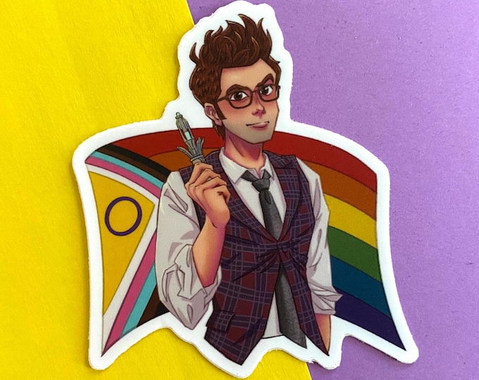 Pride Flag 14th Doctor Sticker, David Tennant, Doctor Who, Fourteenth ...