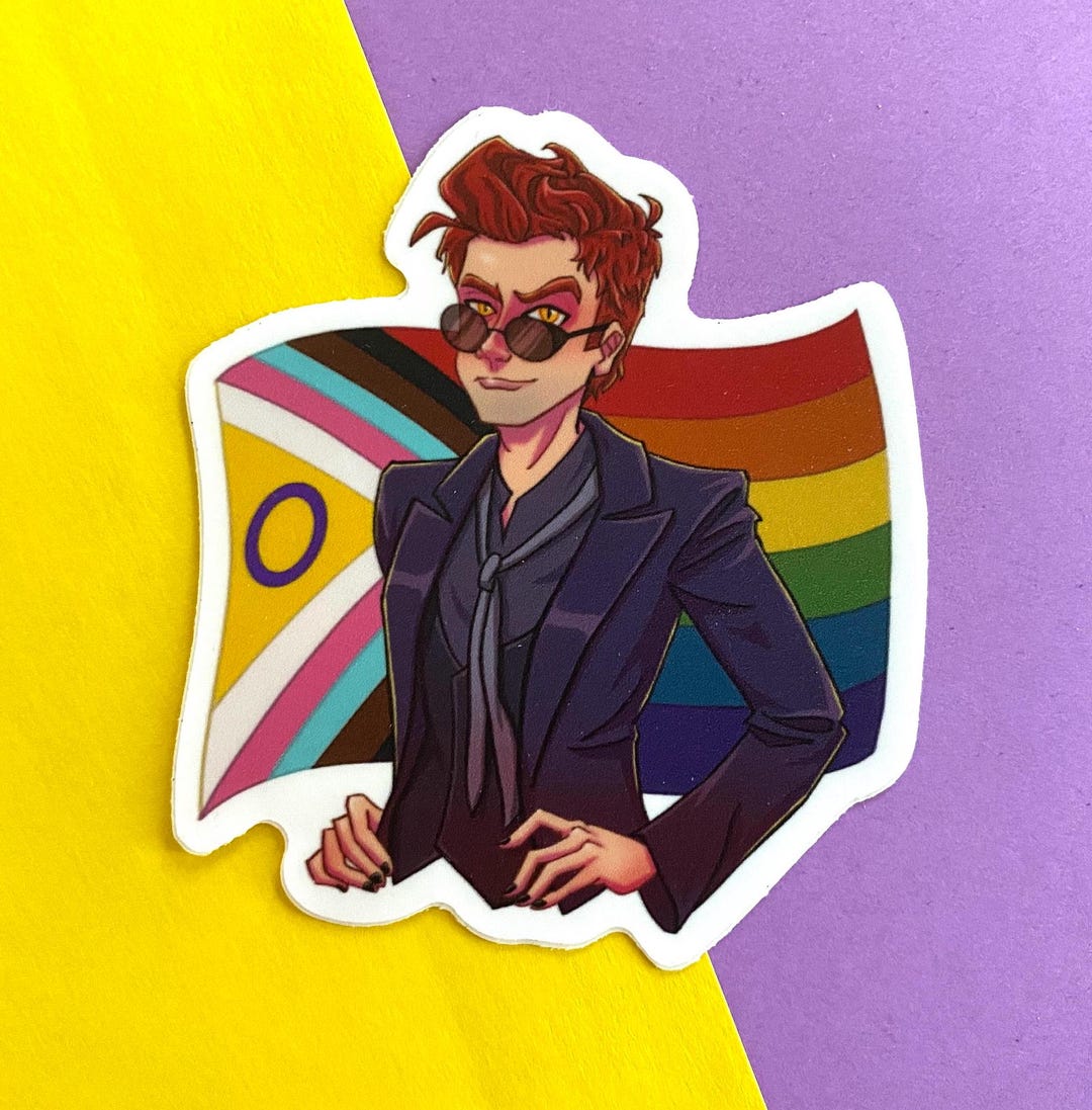 Pride Flag Crowley Sticker, David Tennant, Good Omens, LGBTQIA Pride - Etsy
