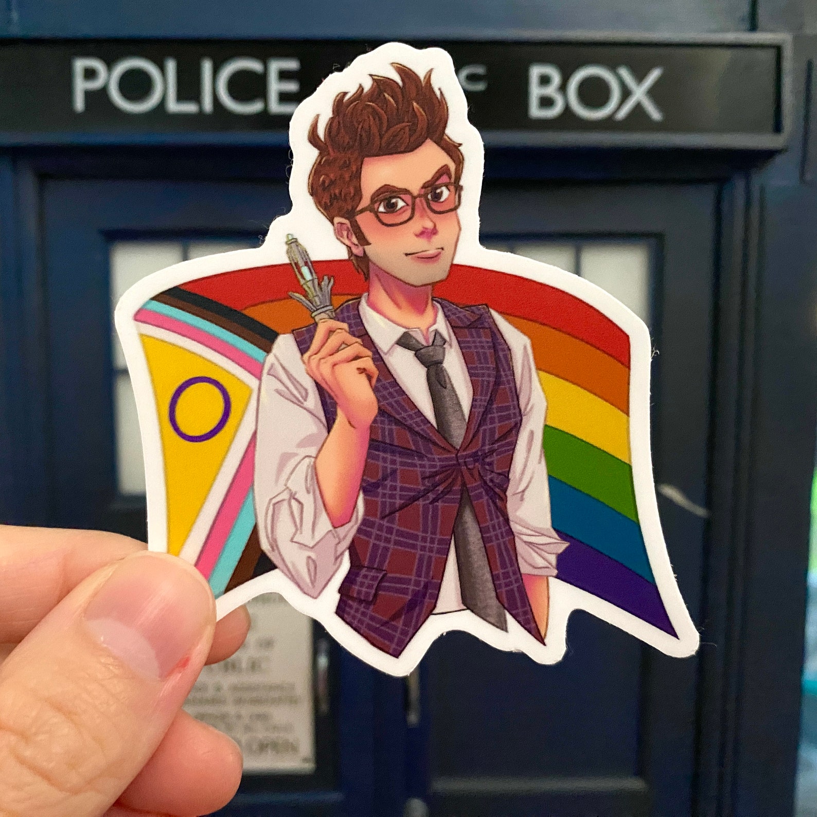 Pride Flag 14th Doctor Sticker, David Tennant, Doctor Who, Fourteenth ...