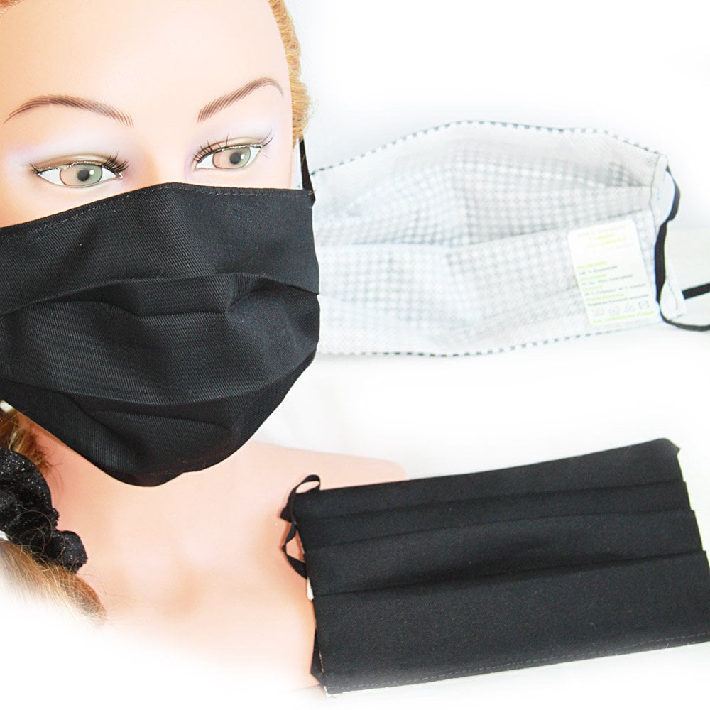 Überziehmaske Maske Textilmaske aus Baumwolle mit Innenvlies - Schwarz ...