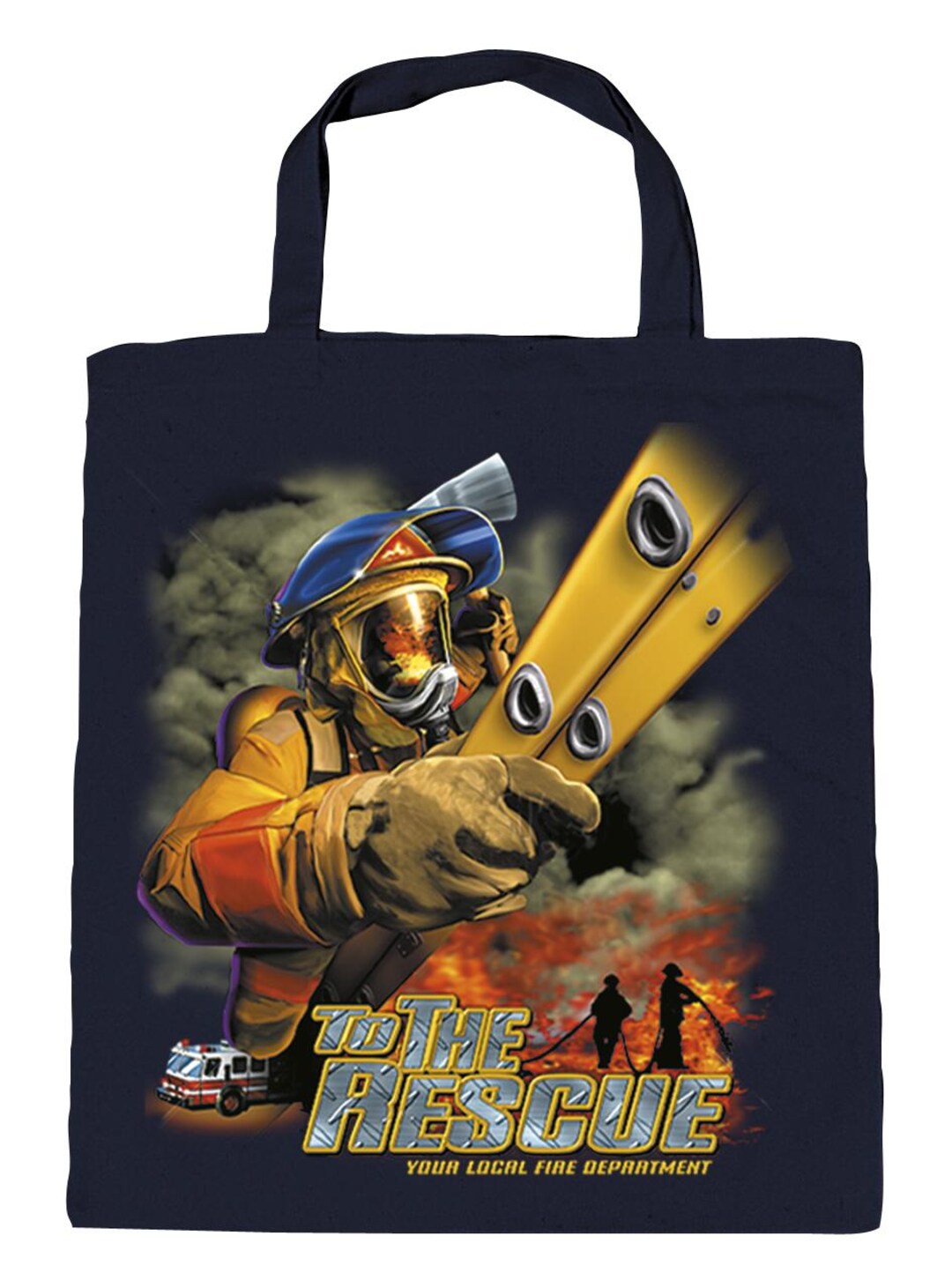 Cotton Bag With Print - Fire Department to the Rescue -12387 Dark Blue ...