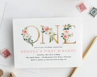 1st birthday girl invitation | Etsy